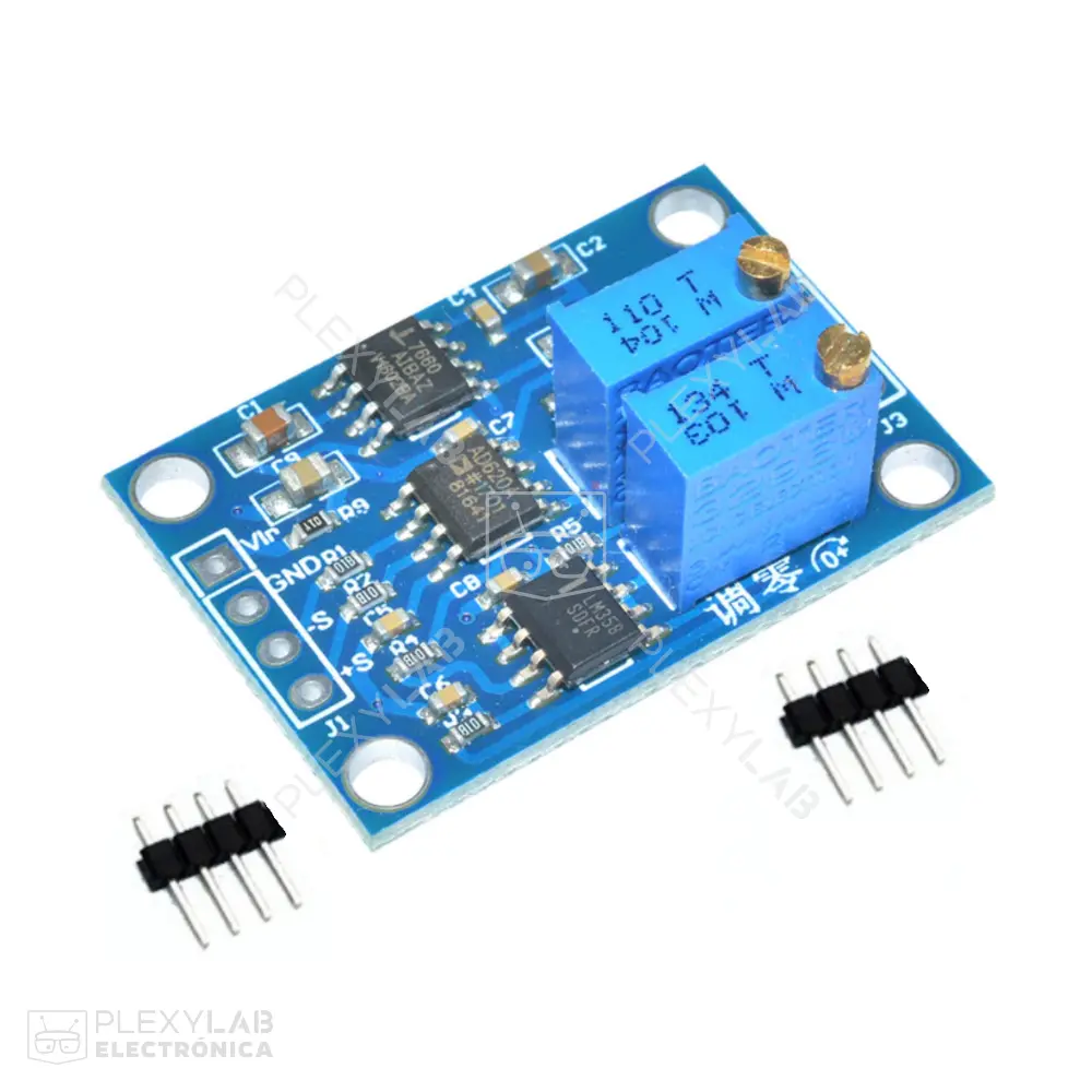 Módulo de instrumentación AD620 amplificador de voltaje de alta precisió + inversor | PLEXYLAB